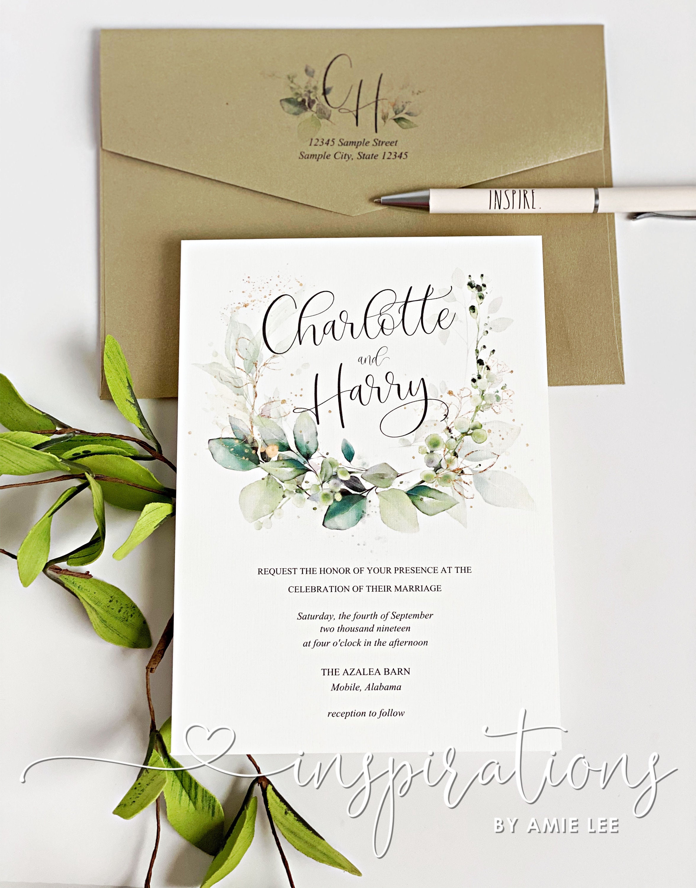 Elegant Floral Wedding Invitations Classic Wedding Botanical | Etsy