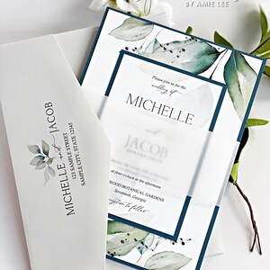 Elegant Outdoor Garden Wedding Invitations, Neutral Greens and ...