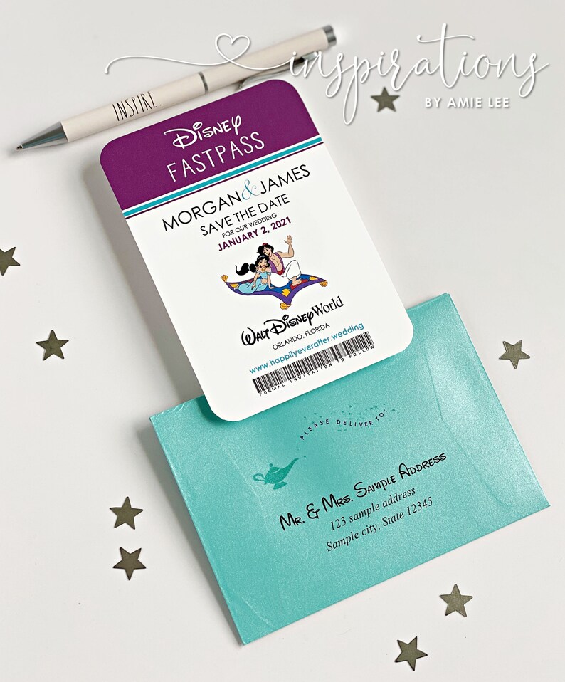 Disney Fastpass Save the Dates Disney Fairy Tale Wedding - Etsy