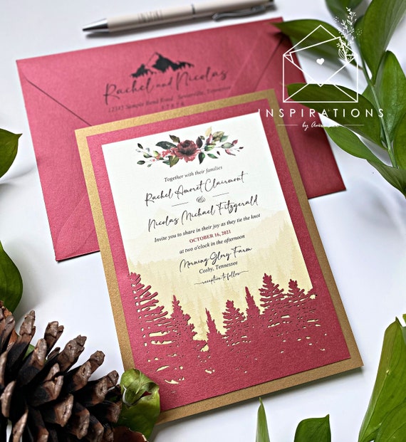 Rustic Forest Wedding Invitations Elegant Woods Wedding - Etsy