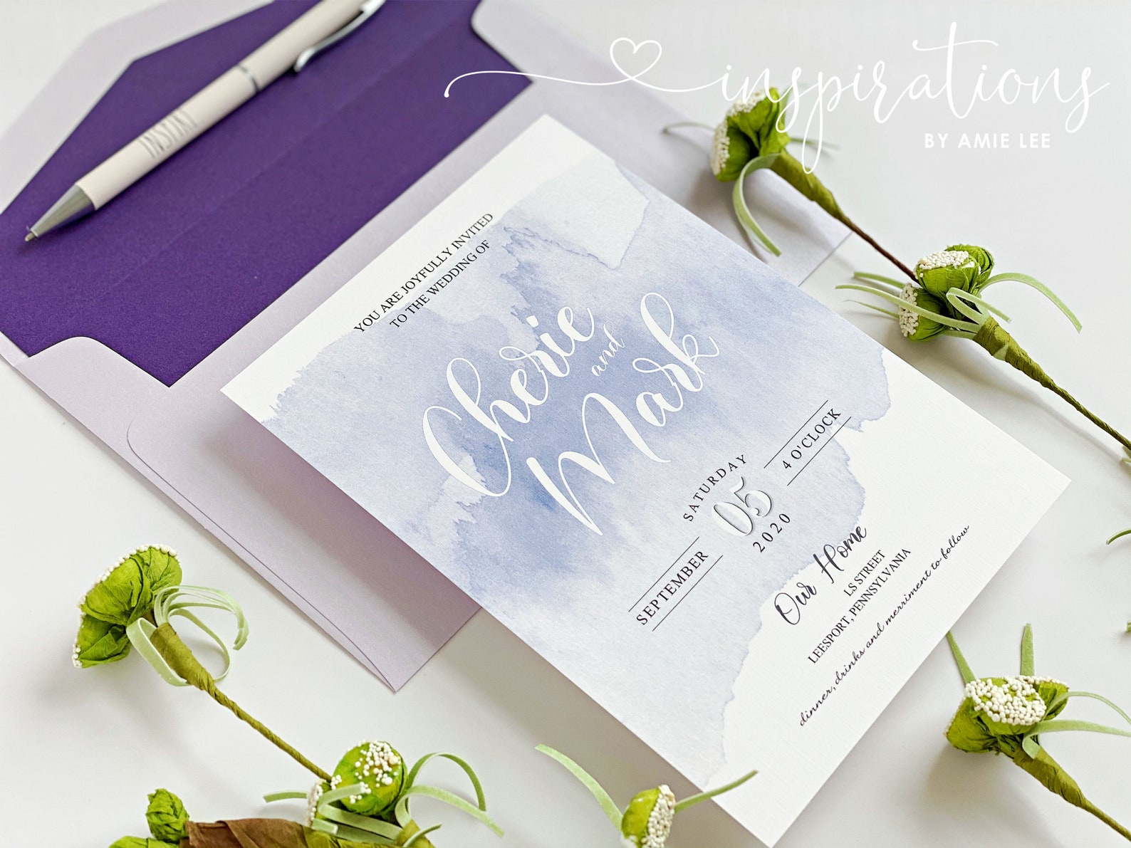 Watercolor Wedding Invitations Classic Wedding Elegant - Etsy