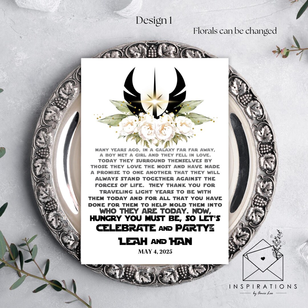 Star Wars Theme Wedding, Jedi Wedding, Star Wars Inspired, Wedding ...