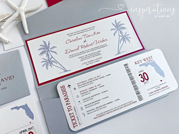 Boarding Pass Wedding Invitations Destination Wedding | Etsy