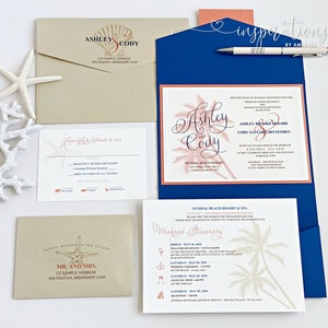 Classic Beach Wedding Invitations, Destination Wedding, Elegant ...