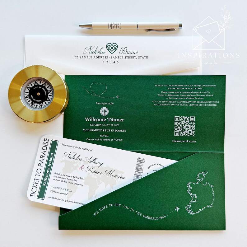Boarding Pass Wedding Invitation, Ireland Wedding Destination Invite ...