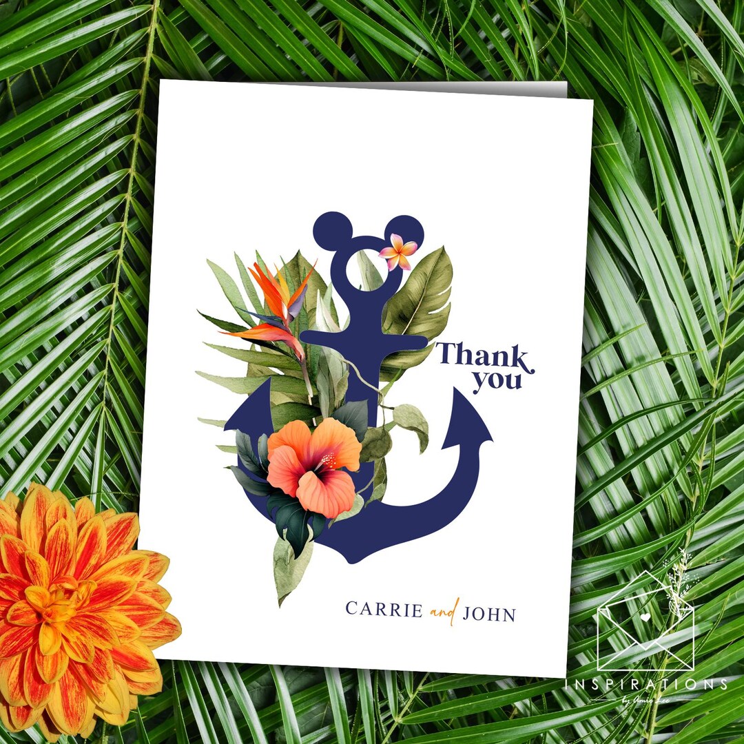 Disney Cruise Wedding Thank You Cards, Disney Cruise Notecards, Mickey ...