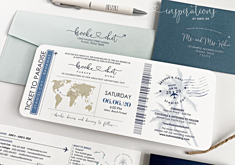 Boarding Pass Wedding Invitations Destination Wedding | Etsy