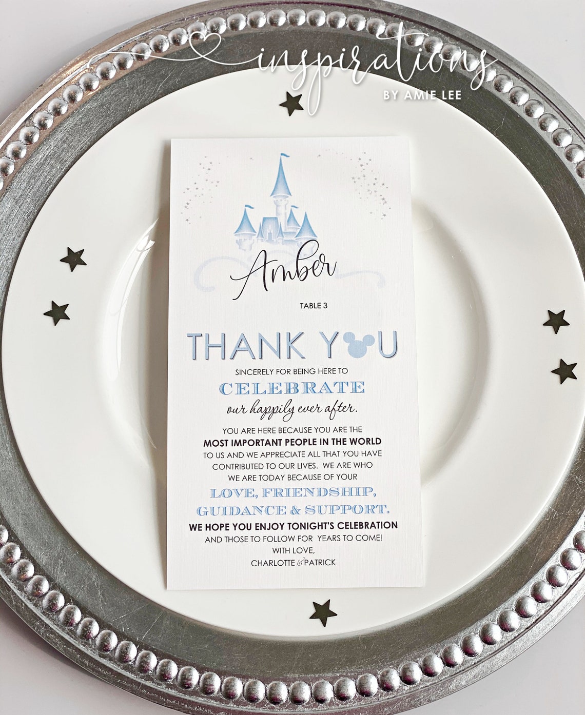 Disney Place Cards, Disney Reception Menu, Disney Place Card Menu ...