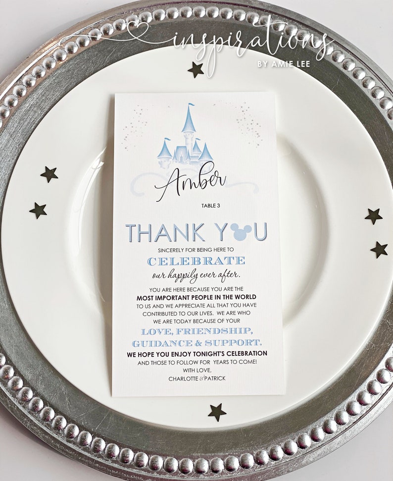 Disney Place Cards, Disney Reception Menu, Disney Place Card Menu ...