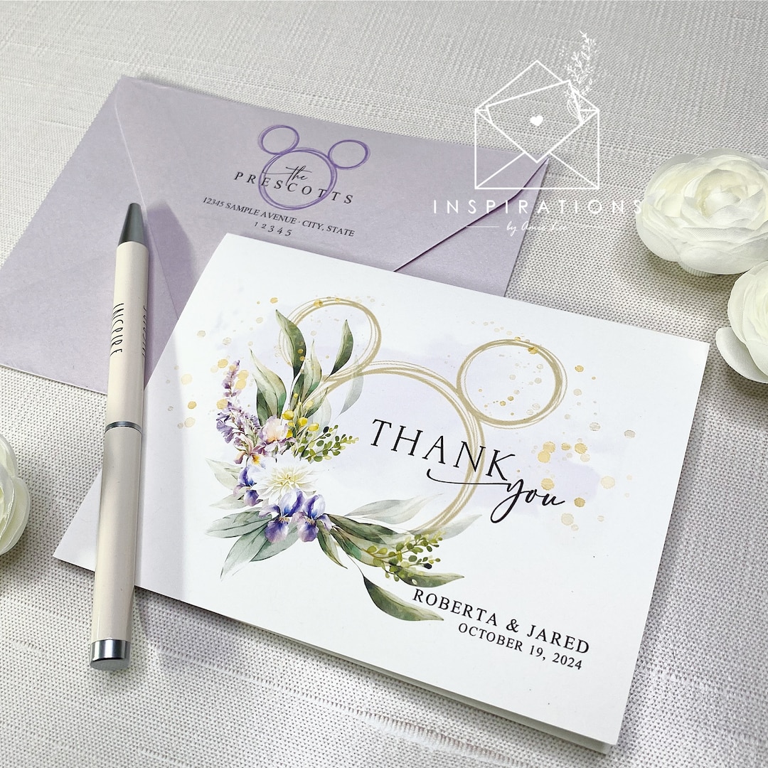 Disney Thank You Cards, Disney Wedding, Thank You Cards, Custom Thank ...