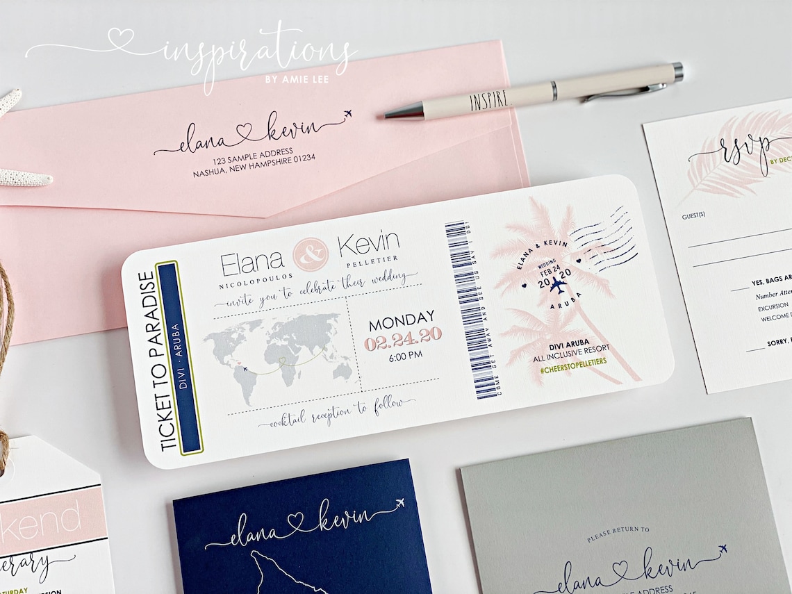 Boarding Pass Wedding Invitations Destination Wedding - Etsy