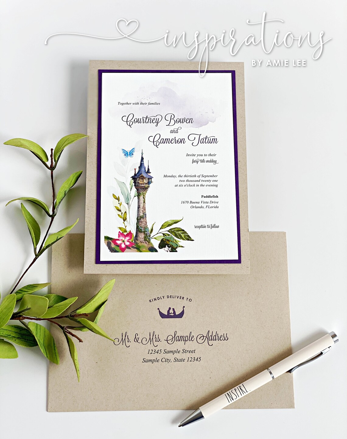 Disney Tangled Wedding Invitations Formal Disney Wedding | Etsy