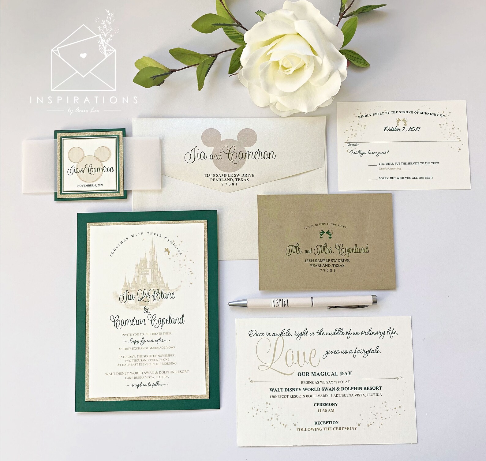 Elegant Disney Wedding Invitations Disneyland Disney World - Etsy