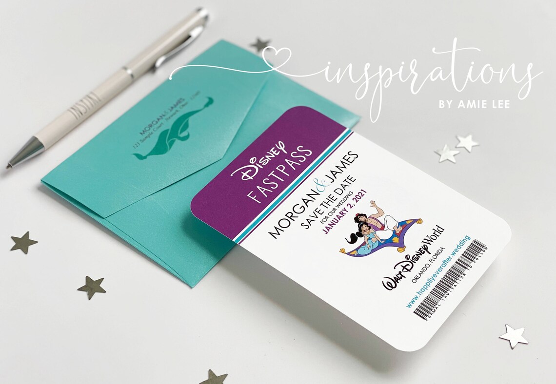 Disney Fastpass Save the Dates Disney Fairy Tale Wedding - Etsy