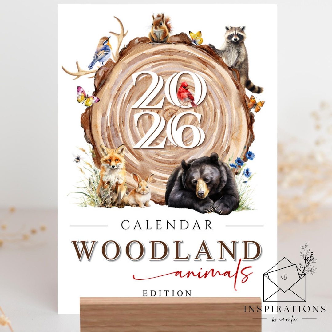 Desk Calendar, Woodland Animals, Forest Wildlife, Calendar With Wooden ...