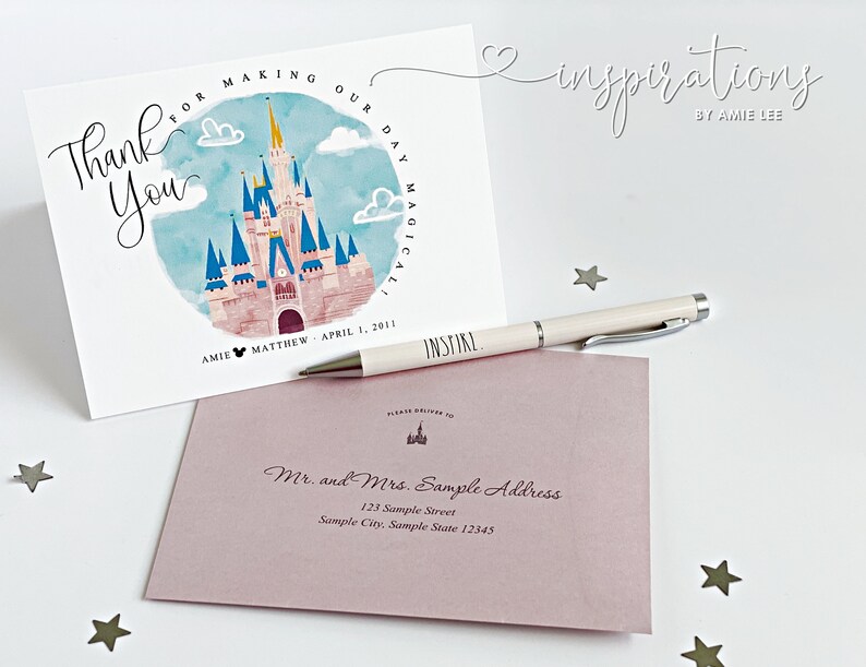 Disney Thank You Cards Disney Wedding Thank You Cards Fairy - Etsy