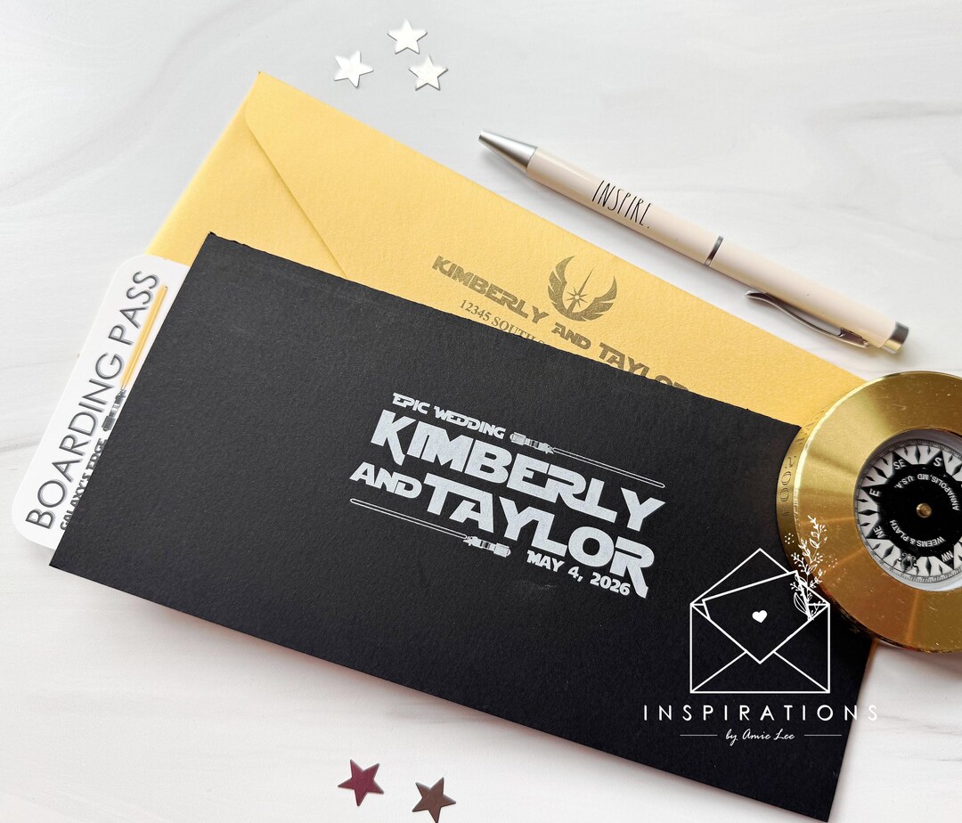 Star Wars Theme Wedding Invitation, Jedi Wedding, Star Wars Boarding ...