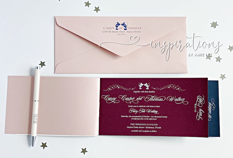 Elegant Disney Wedding Invitations, Fairy Tale Wedding, Disney Ticket ...