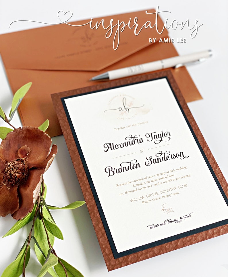 Copper Wedding Invitations Classic Formal Wedding - Etsy