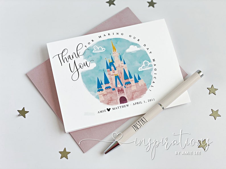 Disney Thank You Cards Disney Wedding Thank You Cards Fairy - Etsy