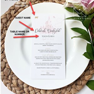 Disney Place Cards Disney Reception Menu Disney Place Card - Etsy