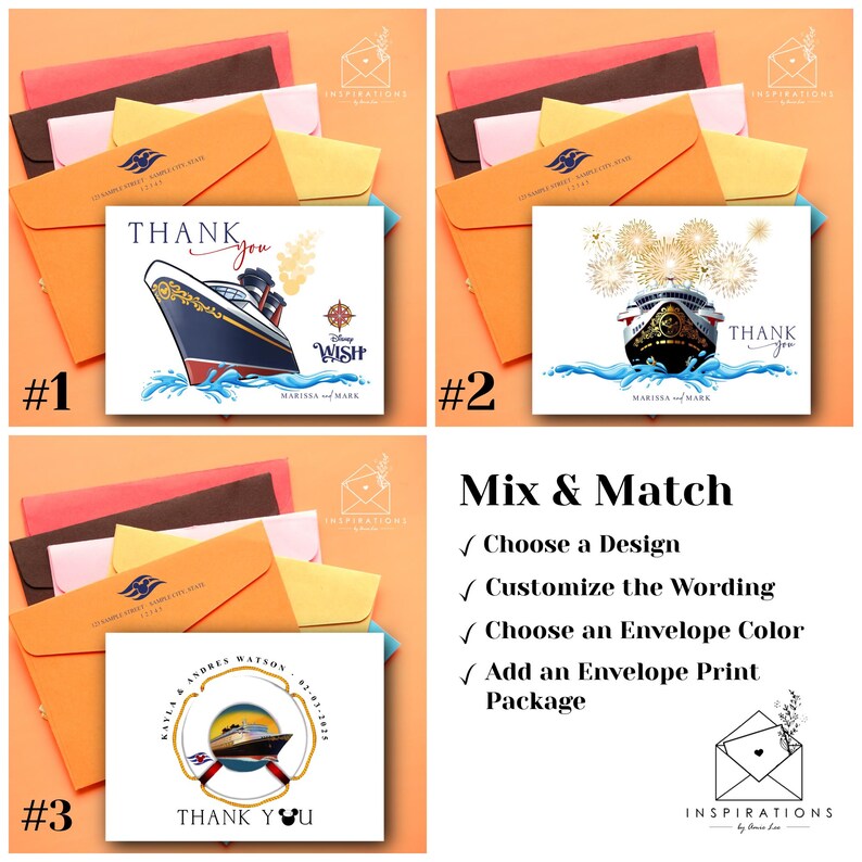 Disney Cruise Thank You Cards, Disney Wedding Cruise, Thank You Cards ...