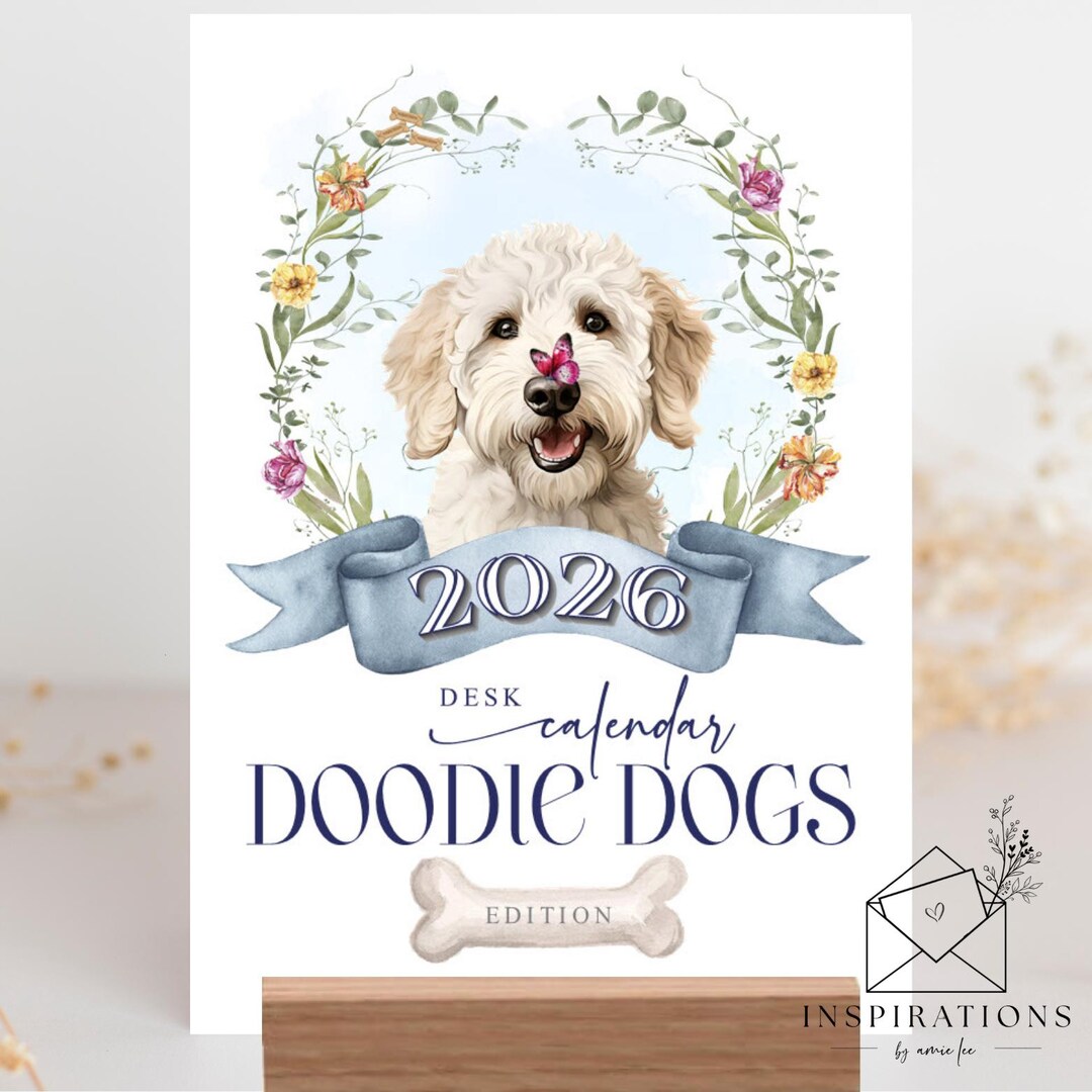 Desk Calendar, Goldendoodle, Labradoodle, Doodle Dog Theme, Dog Lovers ...