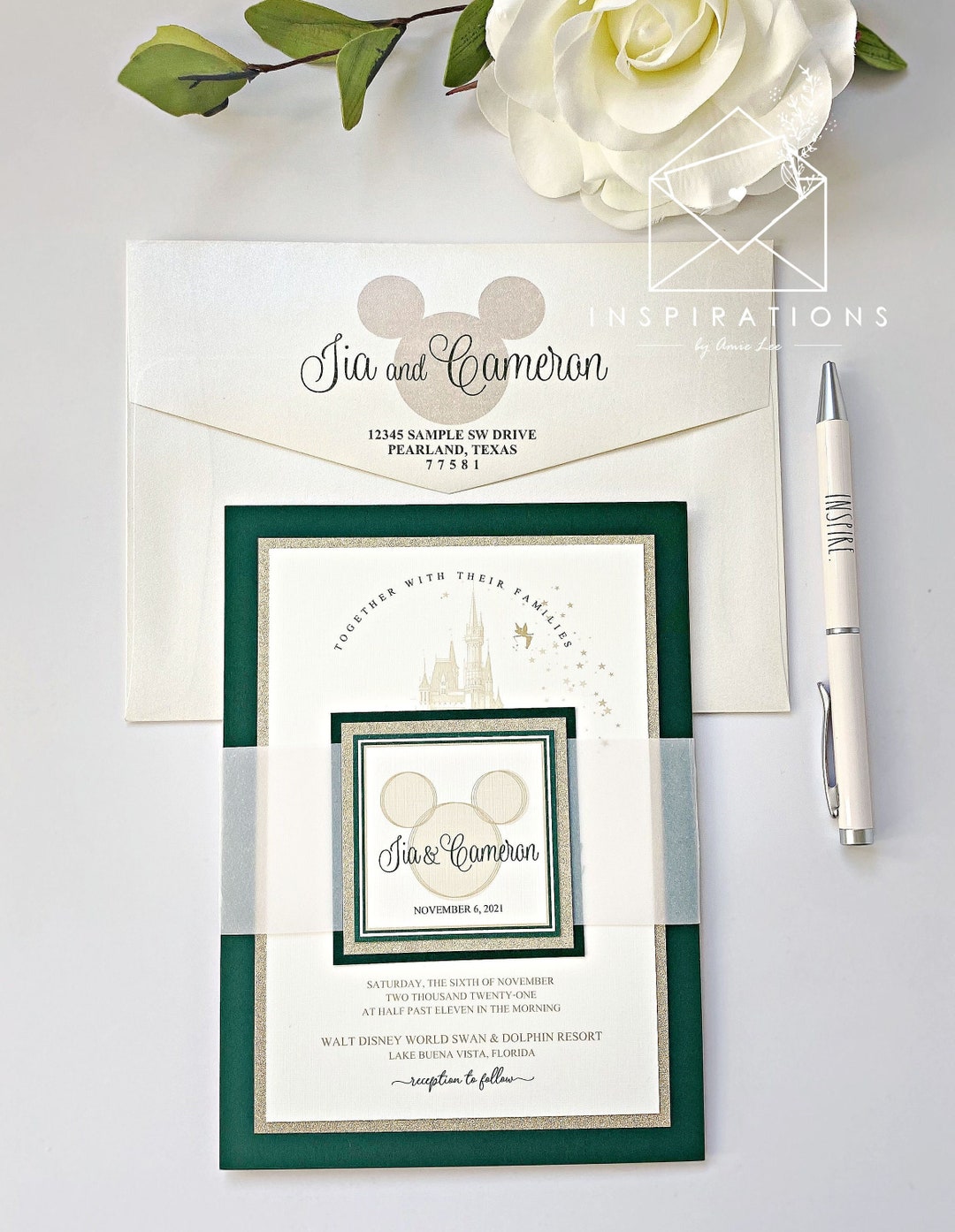 Elegant Disney Wedding Invitations, Disneyland, Disney World, Fairy ...