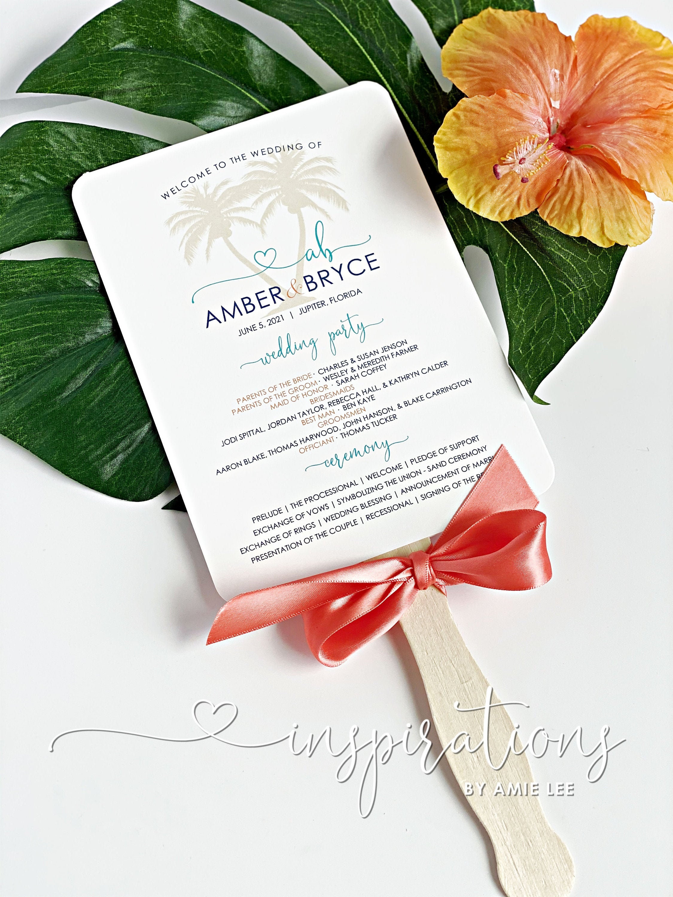 Wedding Program Fans, Ceremony Program Fans, Outdoor Summer Wedding ...