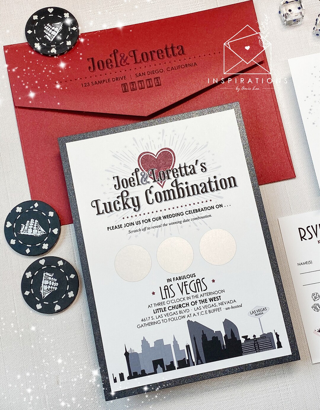 Vegas Wedding Invitations, Scratch off Invitations, Casino Wedding, Las ...