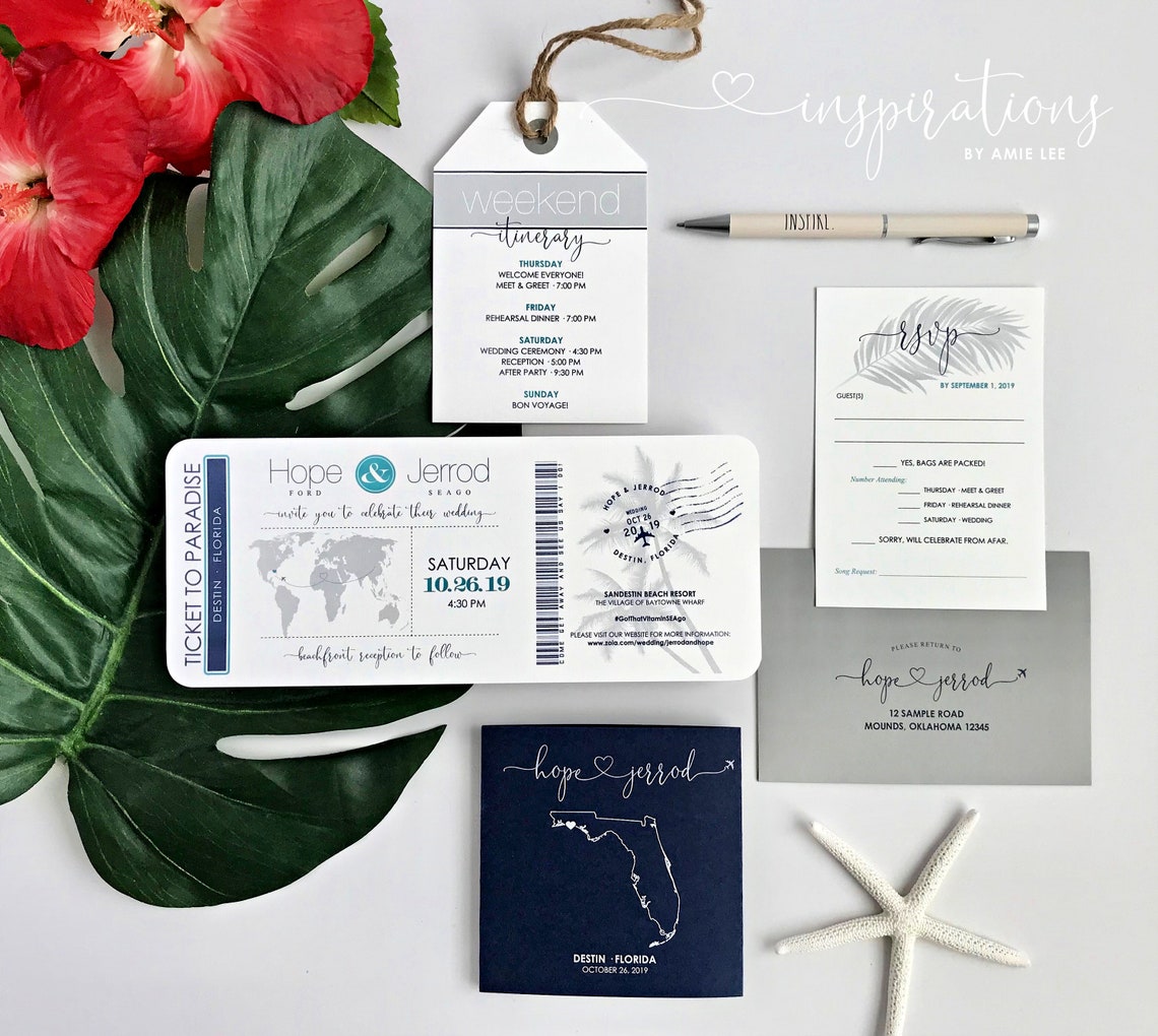 Boarding Pass Wedding Invitations Destination Wedding | Etsy