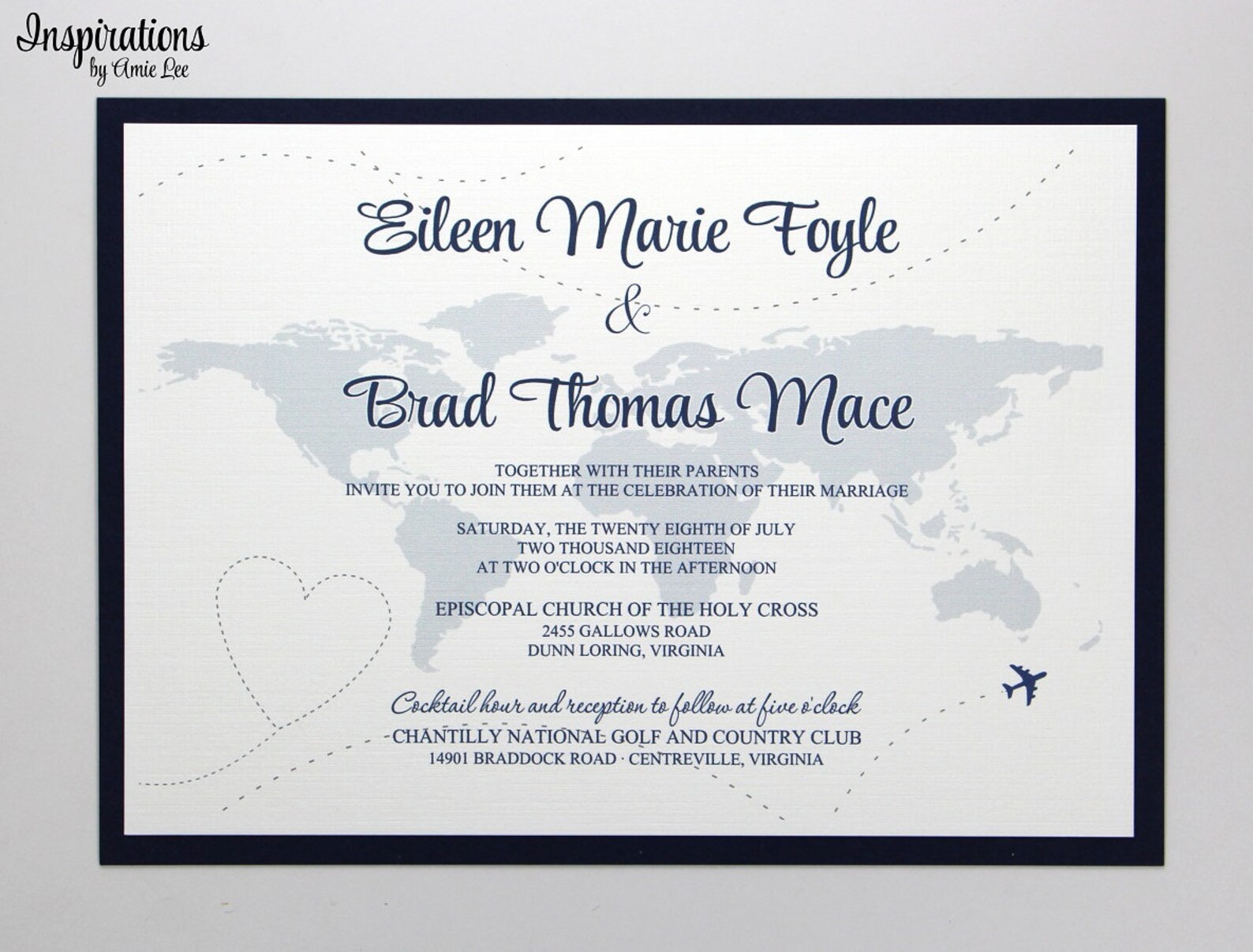 Travel Map Wedding Invitations, World Map Invitations, Travel Theme ...