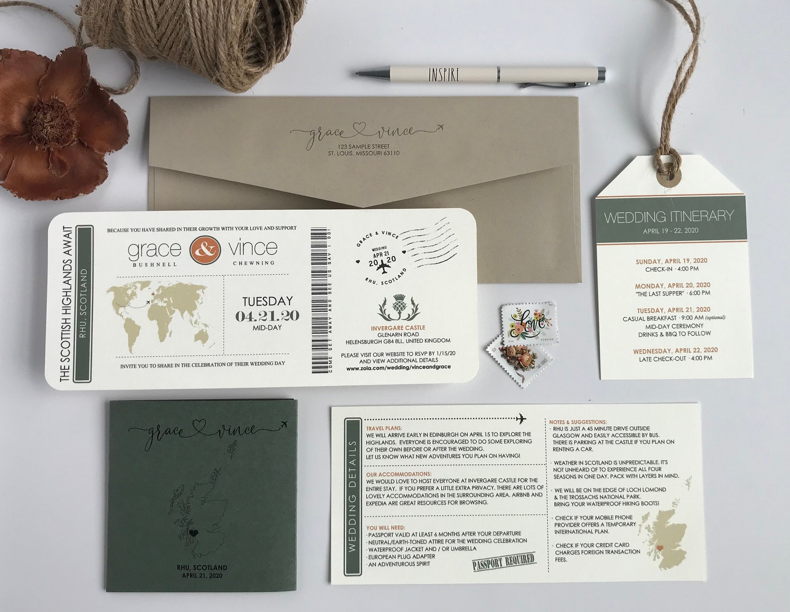 Boarding Pass Wedding Invitations Destination Wedding | Etsy