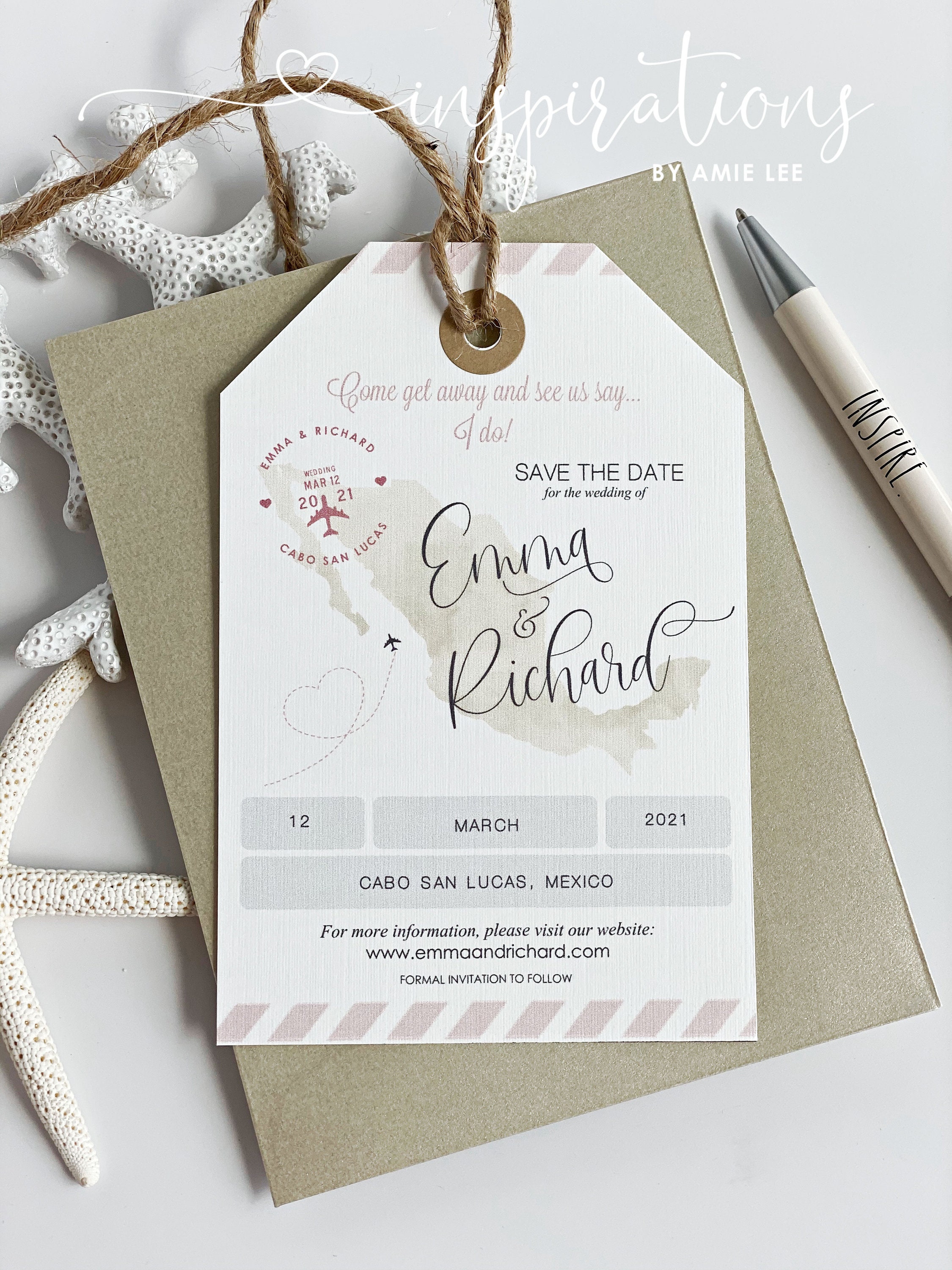 Save The Date Luggage Tags Destination Wedding Airmail | Etsy