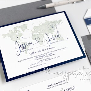 World Map Wedding Invitations, Travel Map Invitations, Travel Theme ...
