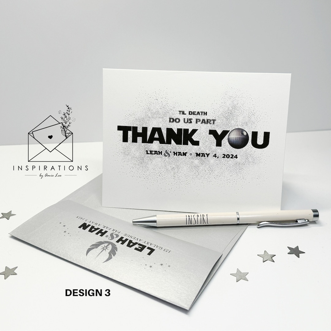 Star Wars Themed Thank You Cards, Star Wars Wedding Theme, Jedi Wedding ...
