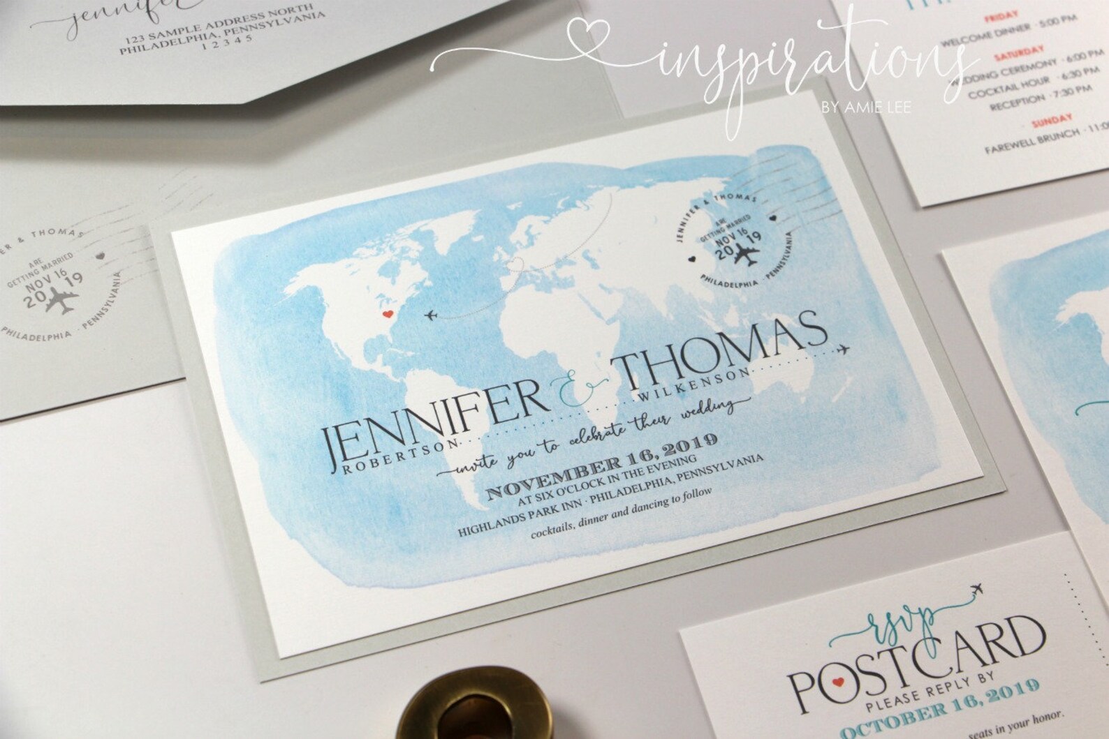 Travel Map Wedding Invitations World Map Invitations Travel - Etsy