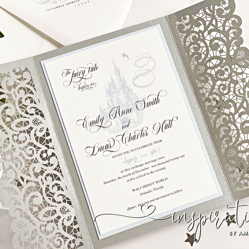 Elegant Disney Wedding Invitations Fairy Tale Wedding Disney - Etsy