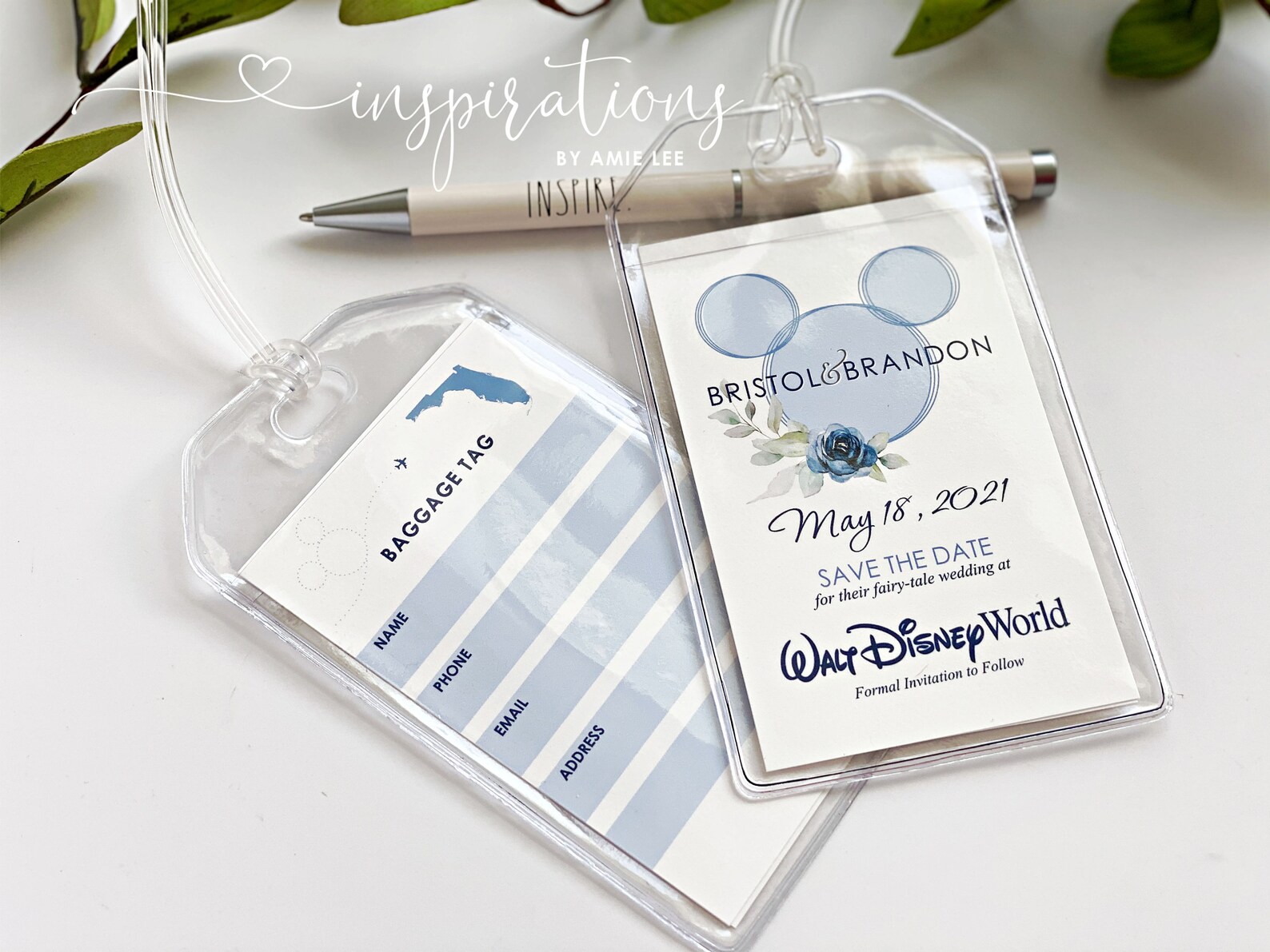 Disney Save the Dates Disney Luggage Tags Disney Wedding | Etsy