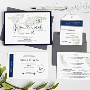 World Map Wedding Invitations Travel Map Invitations Travel - Etsy