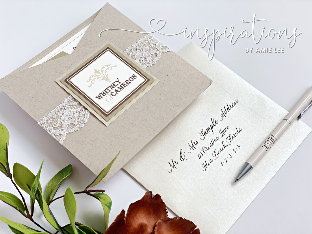 Rustic Lace Wedding Invitations Country Wedding Boho Barn - Etsy