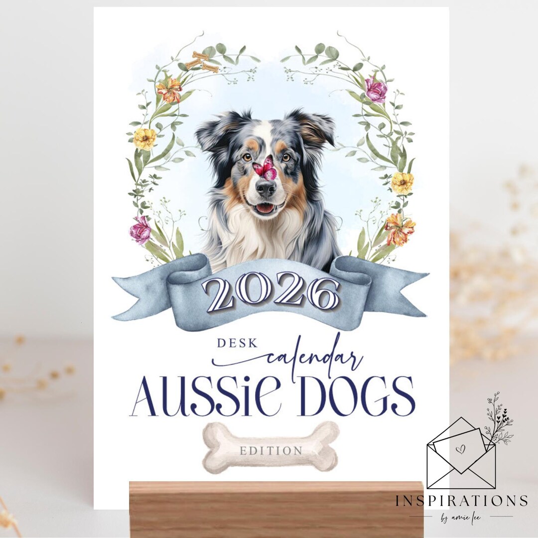 2026 Desk Calendar, Australian Shepherds, Aussie Dogs, Dog Lovers Gift ...