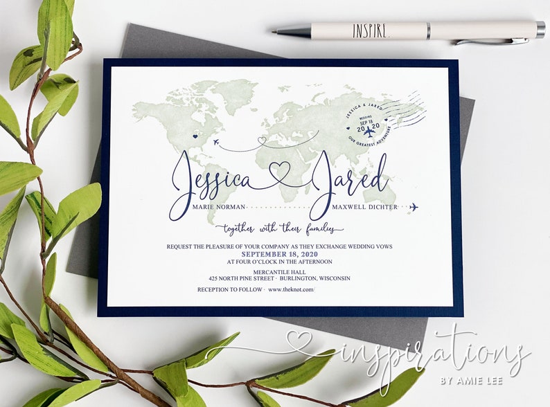 Travel Theme Wedding Invitations Destination Wedding - Etsy