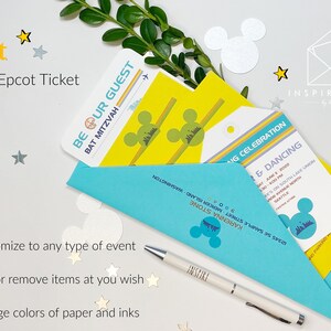 Vintage Disney Ticket, Epcot Ticket Invitation, Bat Mitzvah Invitation ...
