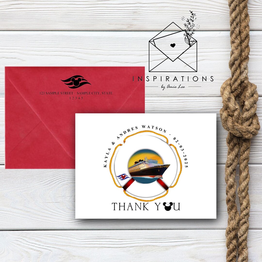 Disney Cruise Thank You Cards, Disney Wedding Cruise, Thank You Cards ...