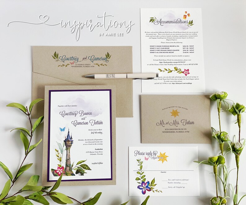 Disney Tangled Wedding Invitations Formal Disney Wedding - Etsy