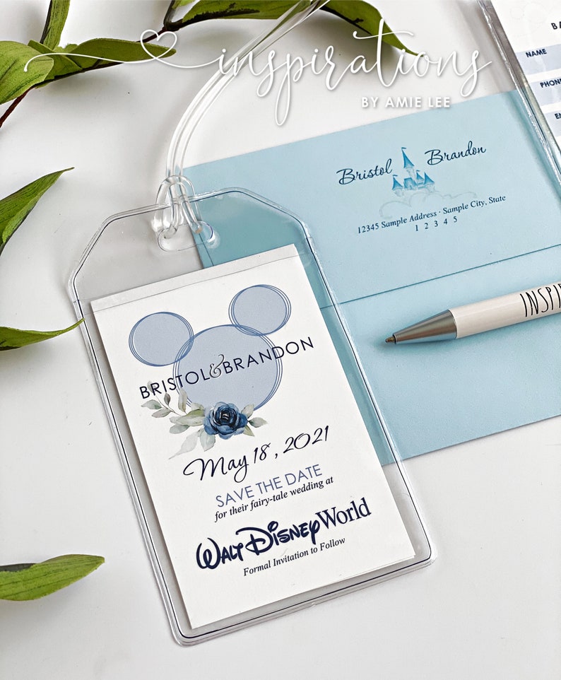 Disney Save the Dates Disney Luggage Tags Disney Wedding | Etsy