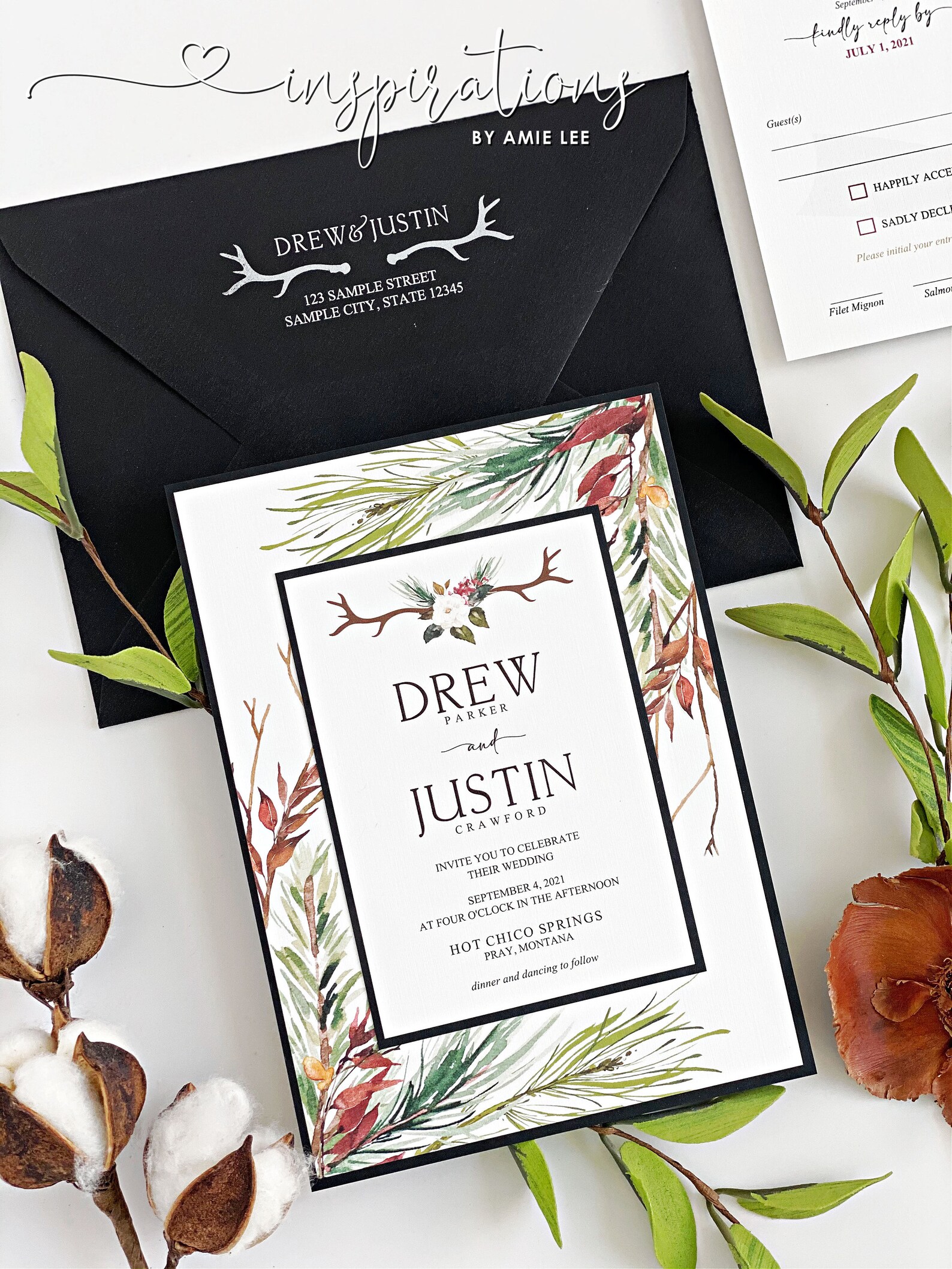 Rustic Forest Wedding Invitations Elegant Woods Wedding - Etsy