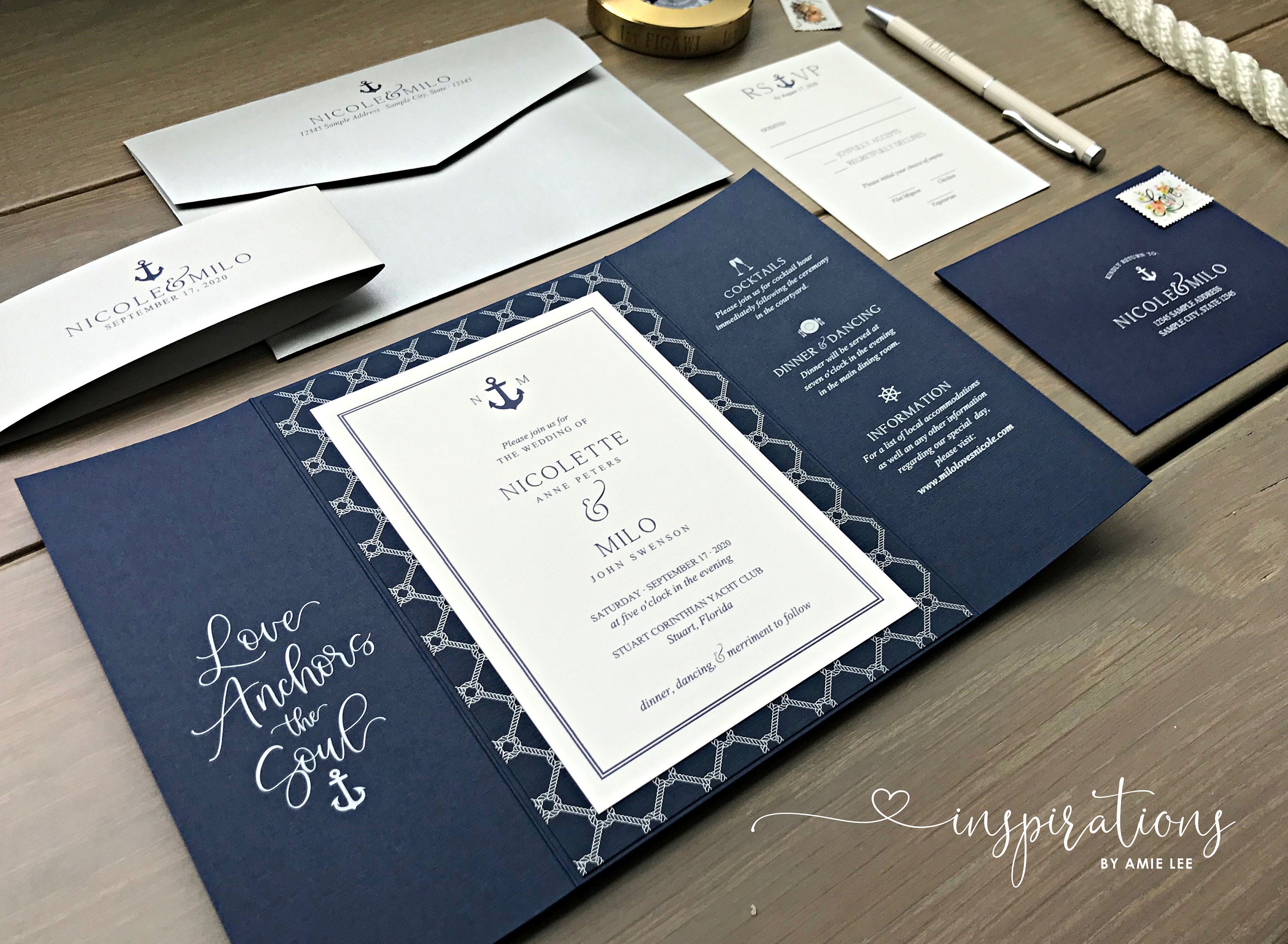 Nautical Wedding Invitations Nautical Classic Elegant | Etsy