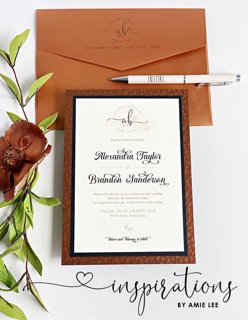Copper Wedding Invitations Classic Formal Wedding - Etsy
